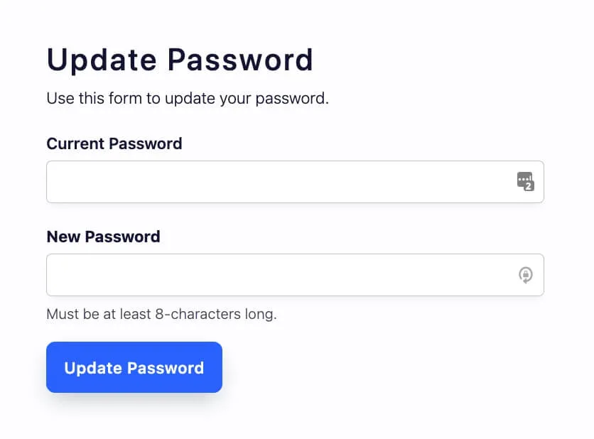 Update Password | Free Webflow Component